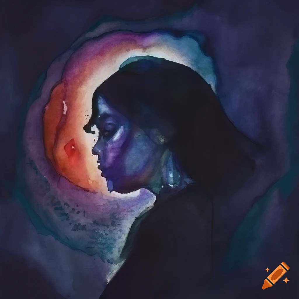 Watercolor painting of late night introspection on Craiyon