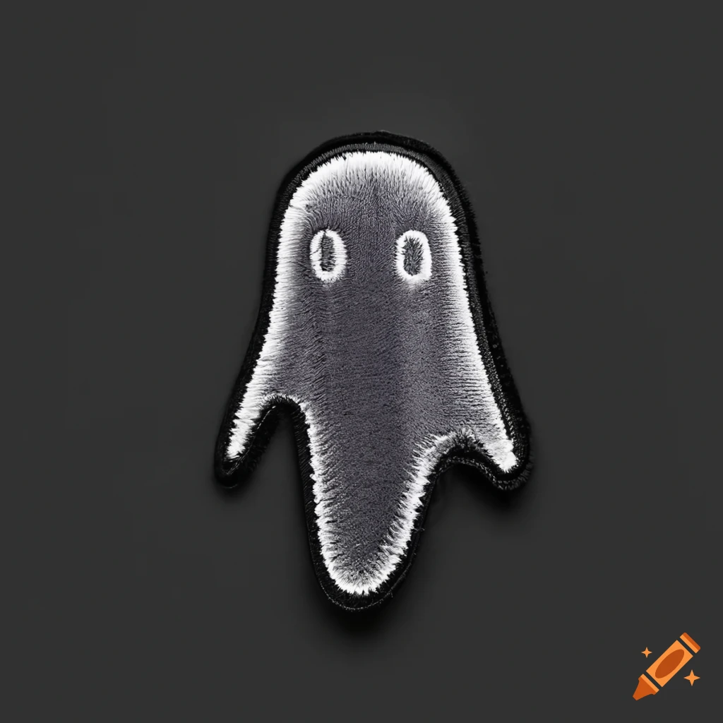 Noir graphic design patch of a ghost on Craiyon