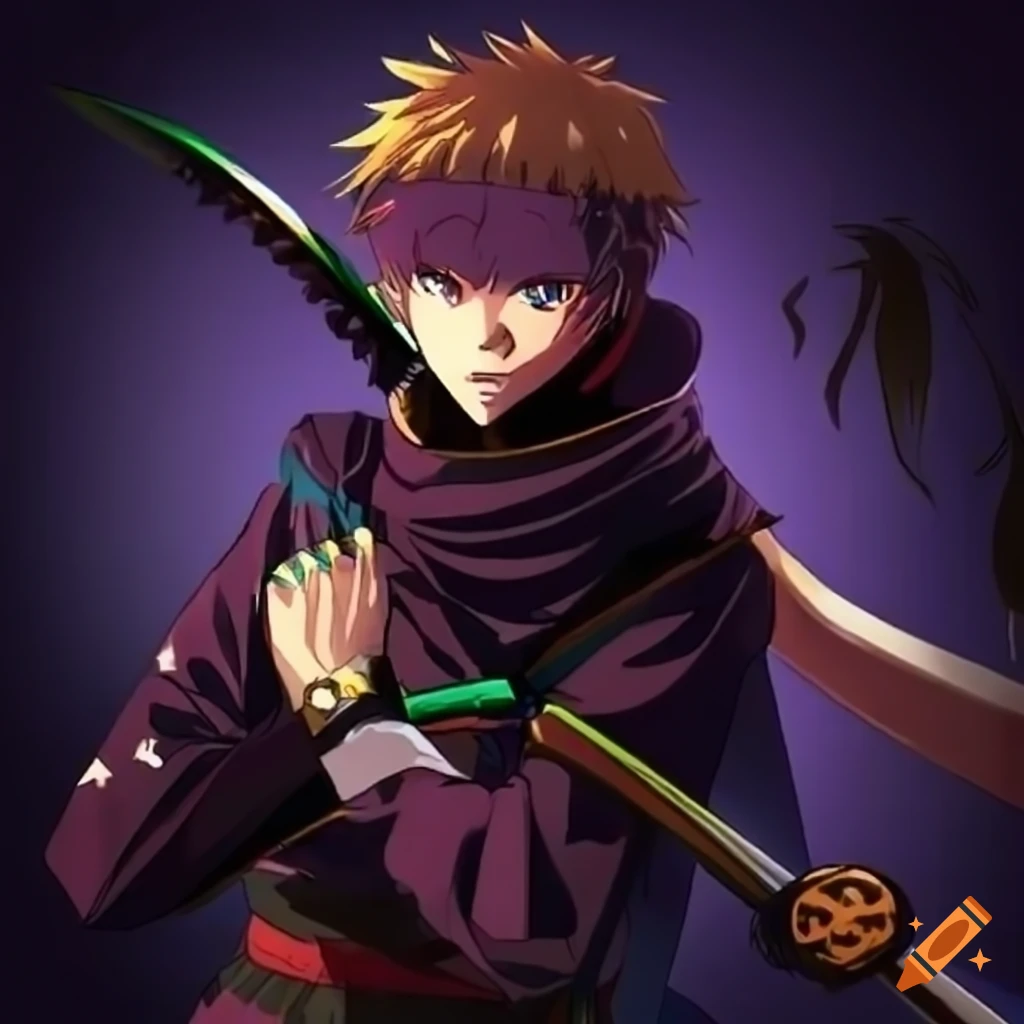 An anime character engaged in a battle on Craiyon