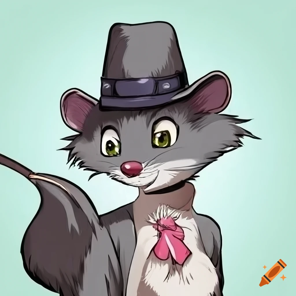 Furry gray mouse with a fedora hat on Craiyon