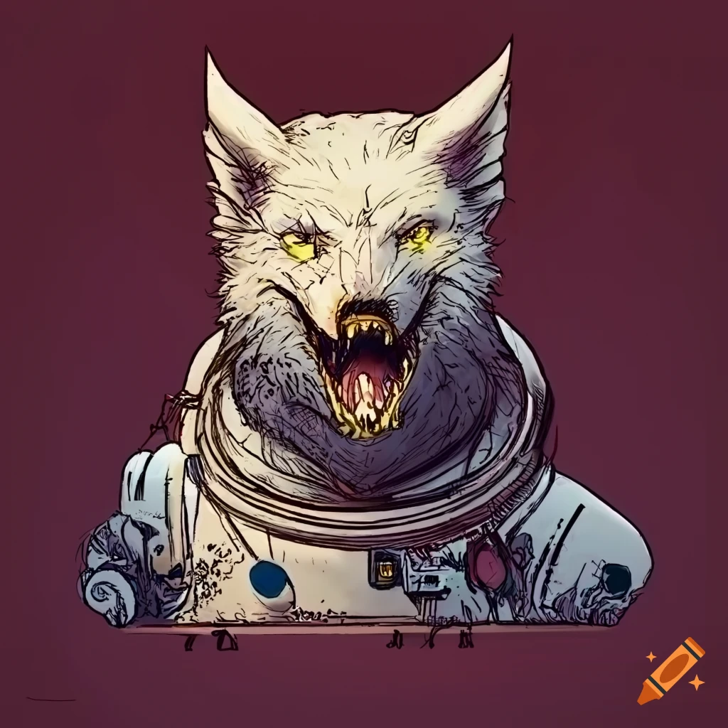 Illustration of a werewolf astronaut on Craiyon