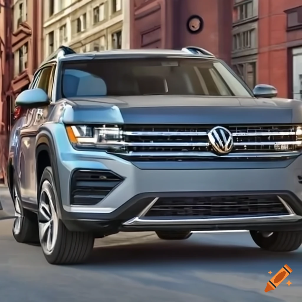 Volkswagen atlas driving in downtown