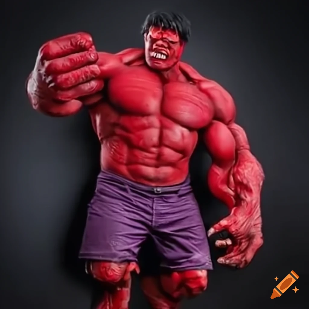 Image of a red incredible hulk on Craiyon