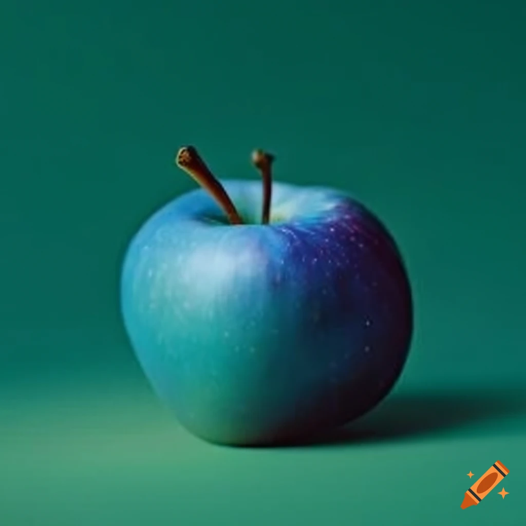 Blue apple on a white background