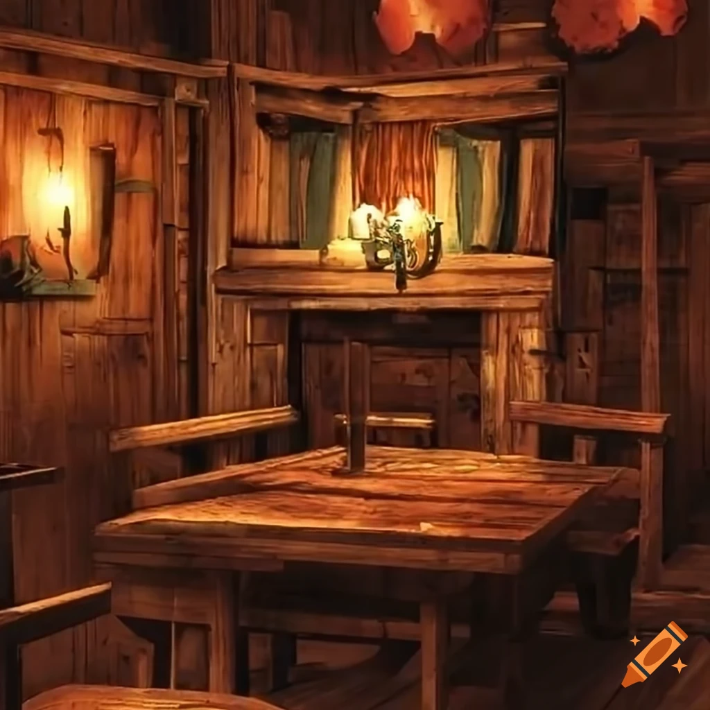 Rustic saloon with two stories on Craiyon