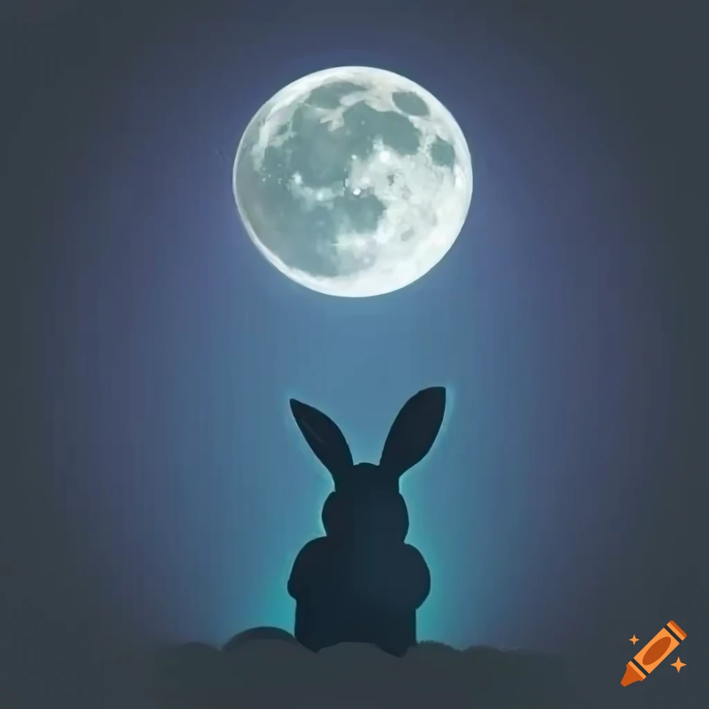 Rabbit sitting on the moon under the starry sky on Craiyon