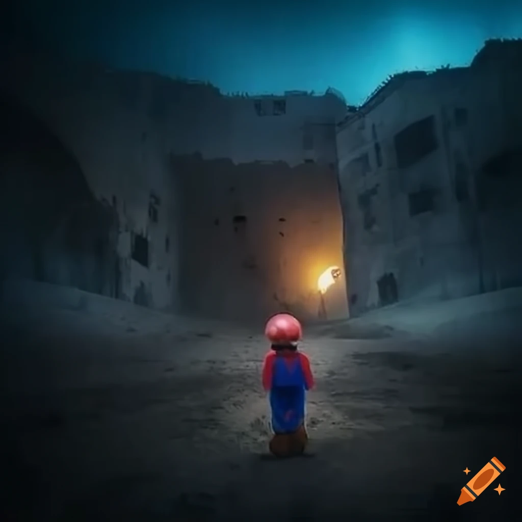 Futuristic mario in a post-apocalyptic world
