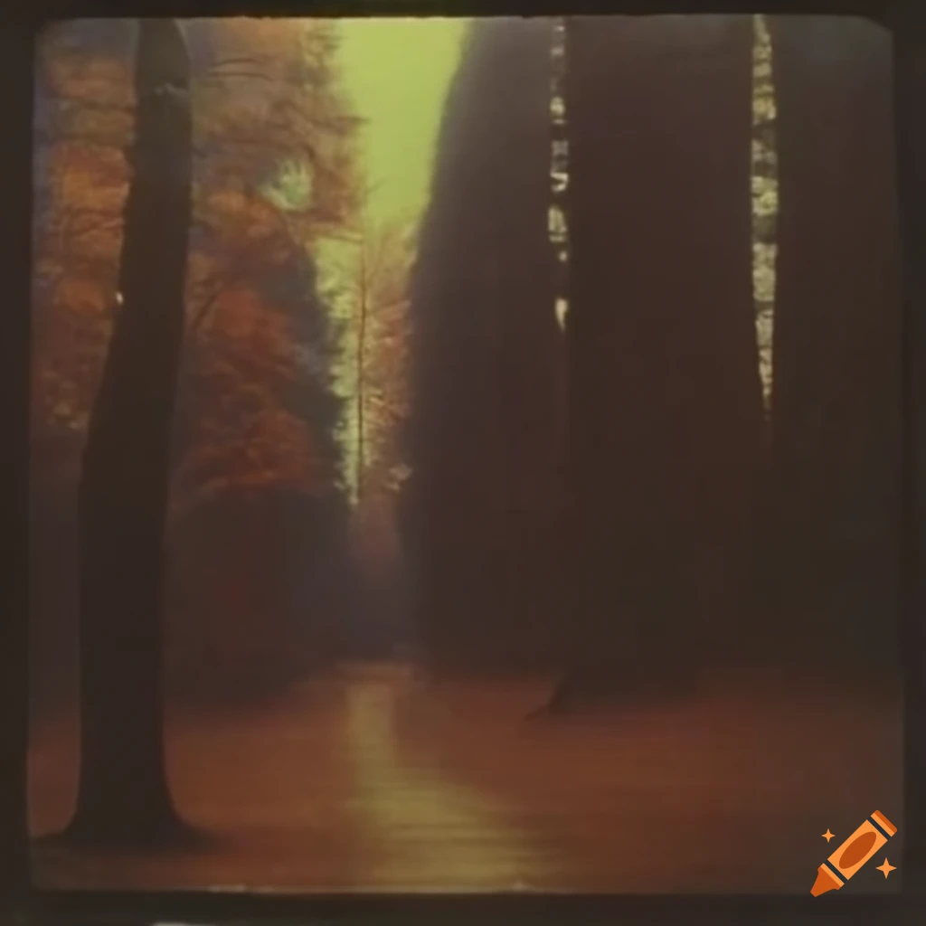 Experimental winter photo taken with a 1970s polaroid camera on Craiyon