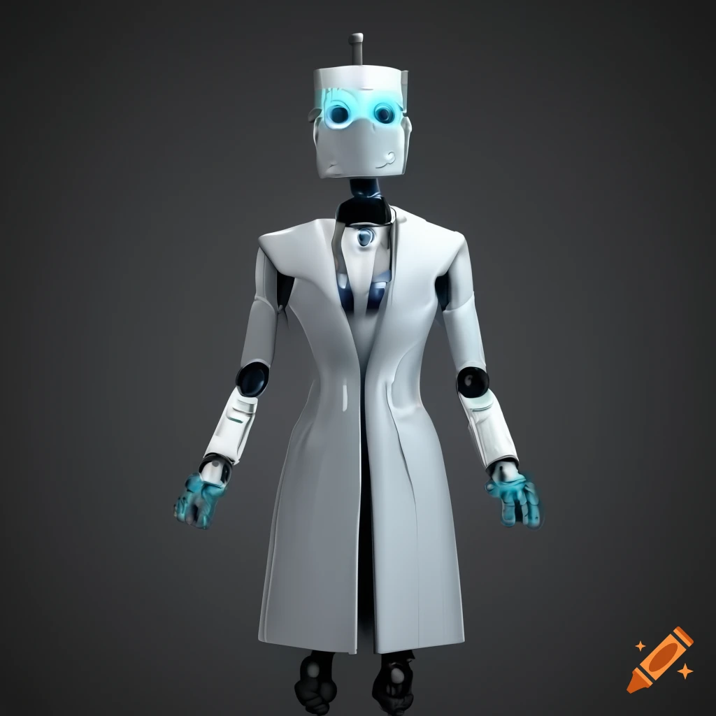 3D model of a robot doctor in a lab coat on Craiyon
