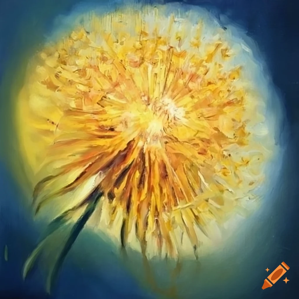 Oil painting of a dandelion on Craiyon