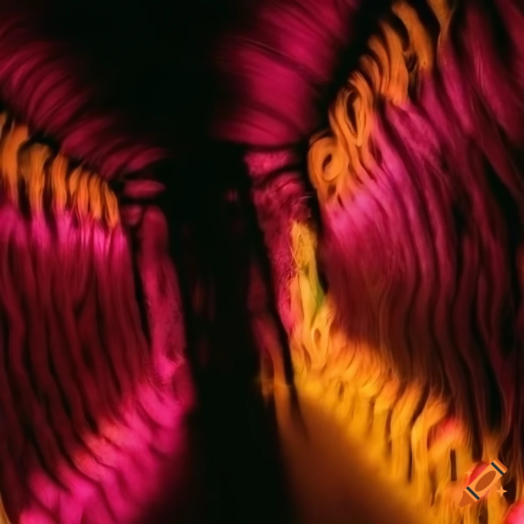 Vibrant pink and orange lights in the dark