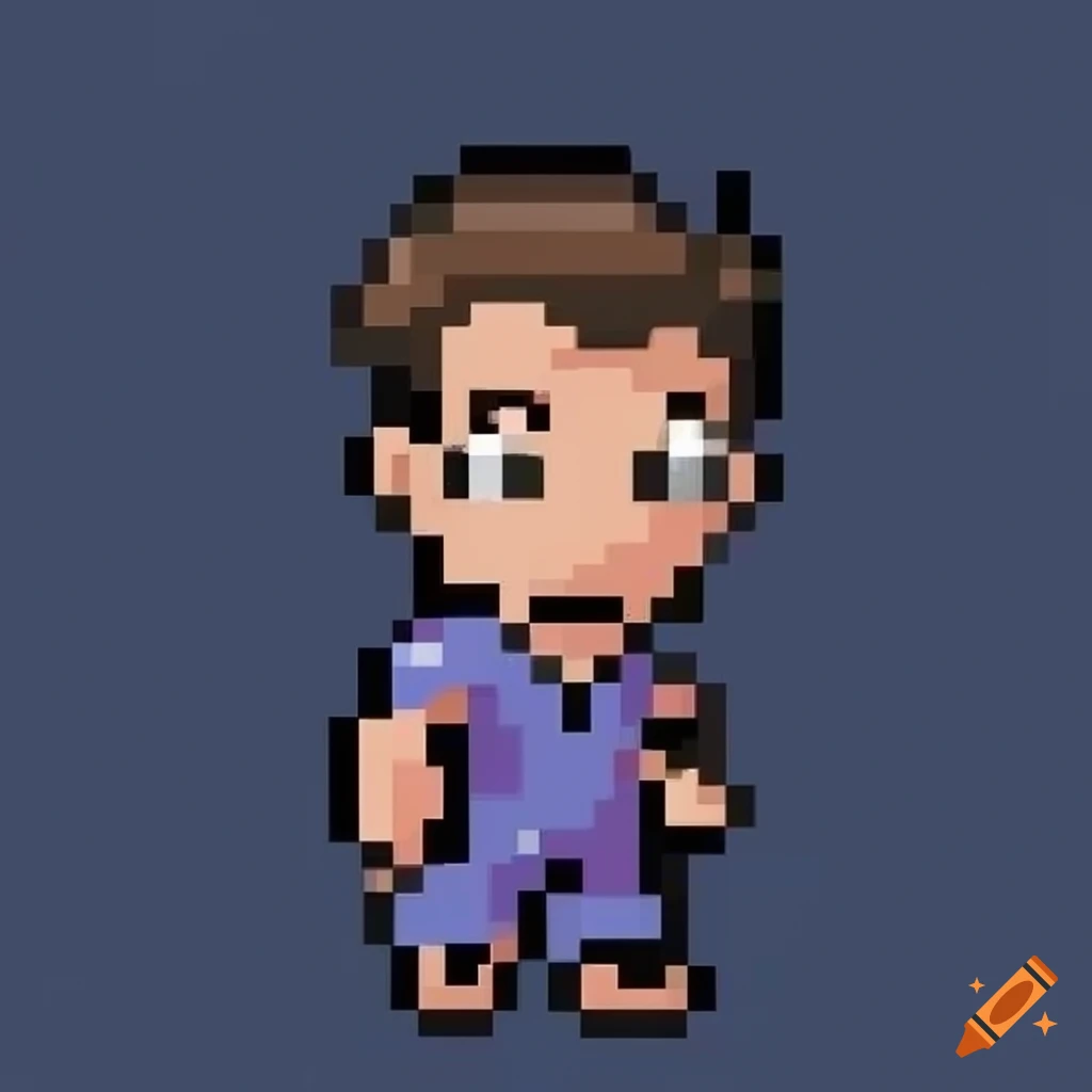 Pixel art of a young boy on Craiyon