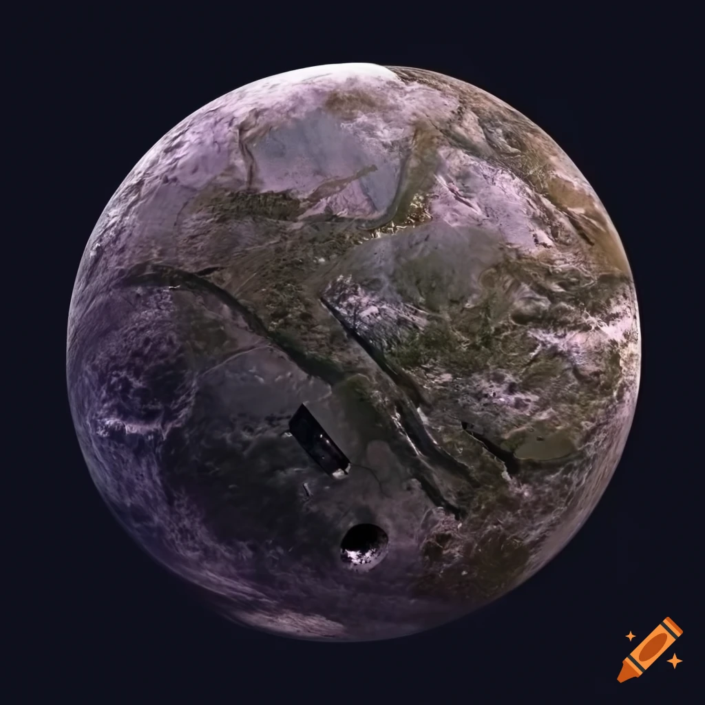 Detailed photograph of a sci-fi planet in the 70s