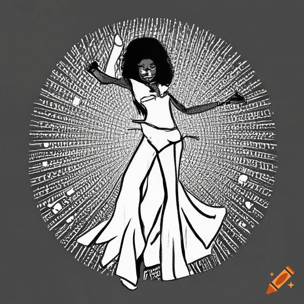 Drawn illustration of a black woman dancing on Craiyon