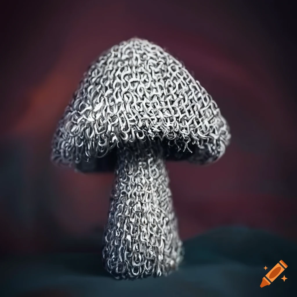 Chainmail mushroom on silk