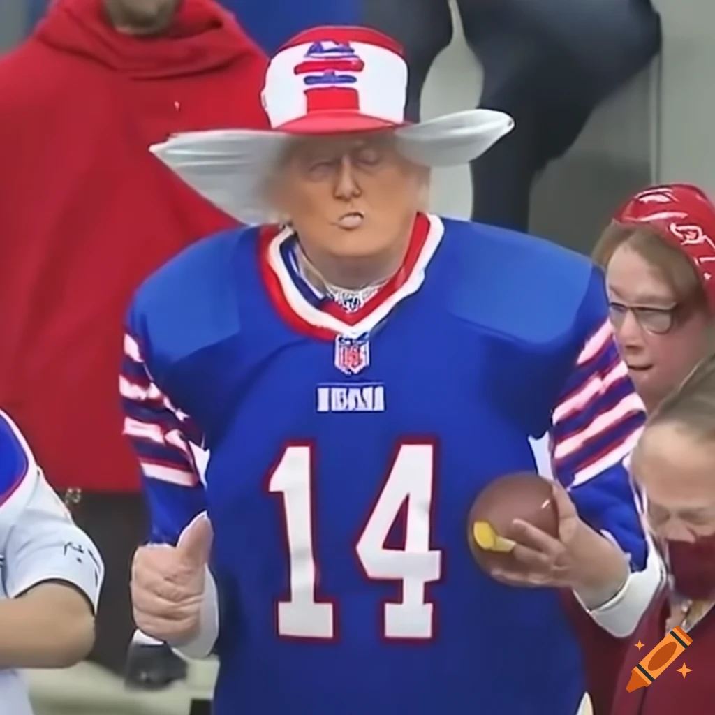 Satirical image of donald trump in buffalo bills football uniform on ...
