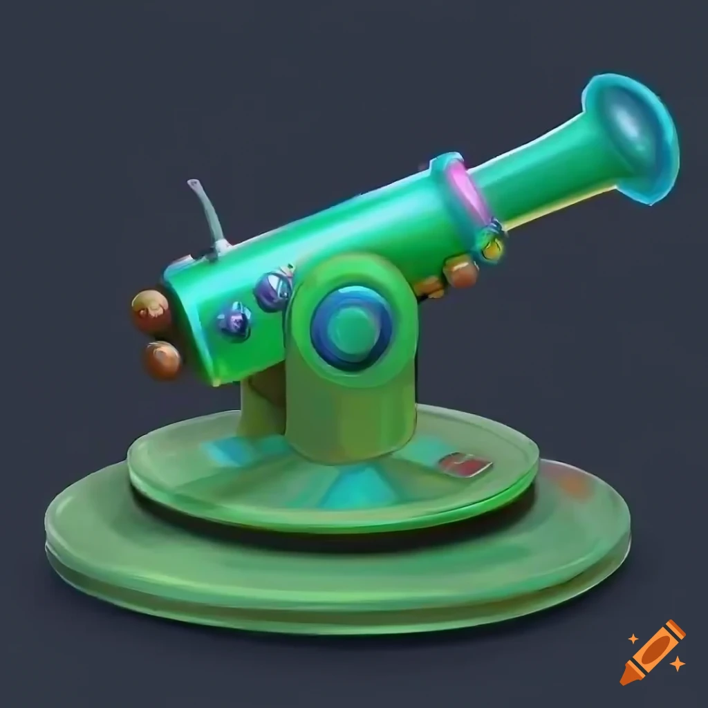 Stylized turret weapon on Craiyon