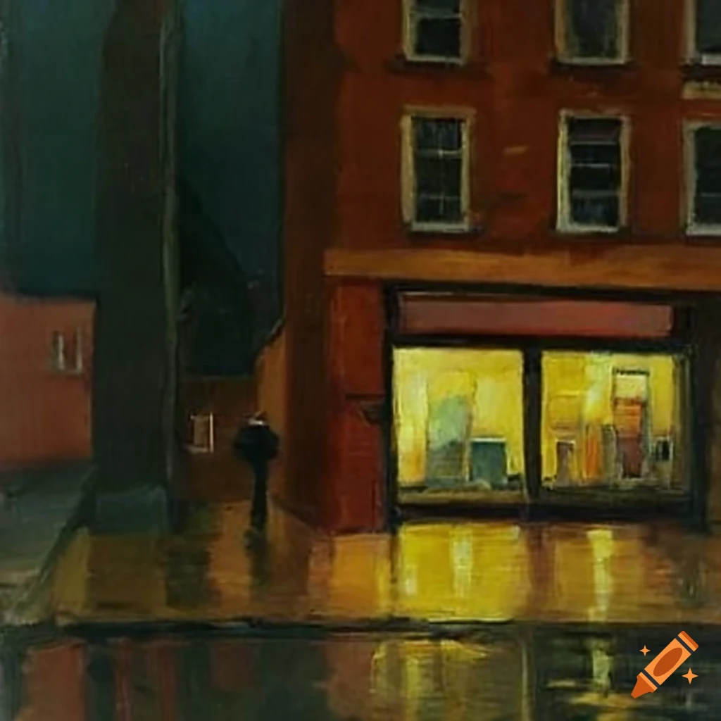 Edward Hopper painting of a rainy night outside Tesco in Fort William ...
