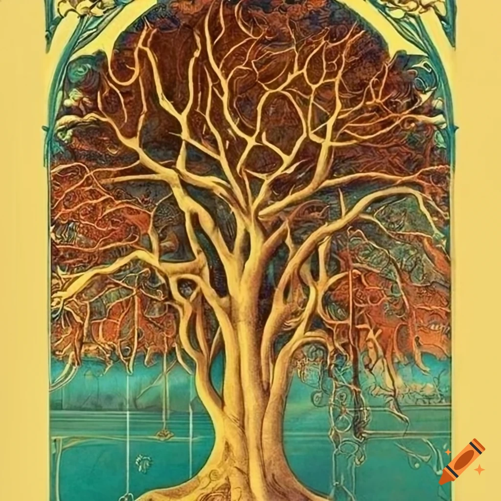 Art nouveau trees poster on Craiyon
