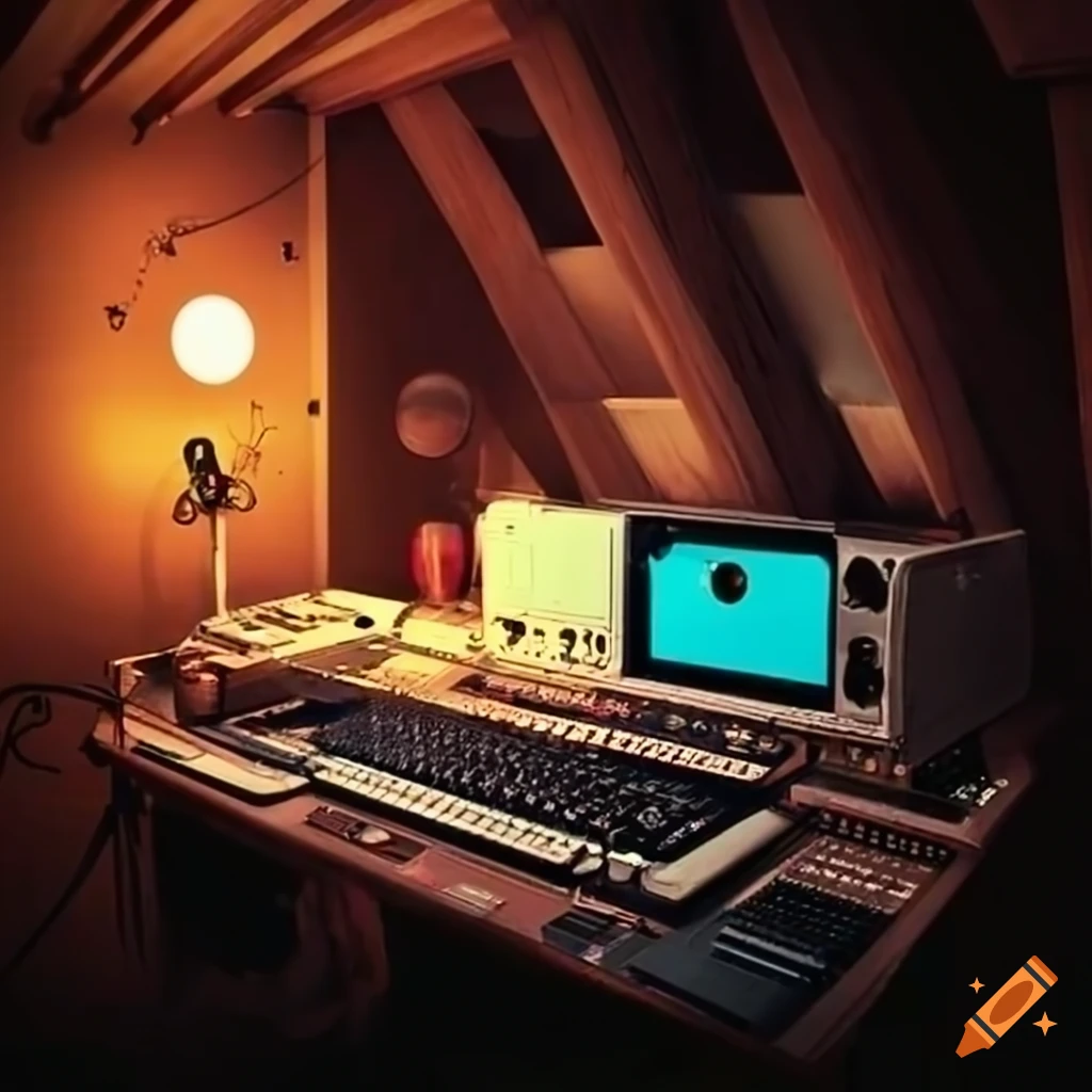 Attic recording studio setup on Craiyon