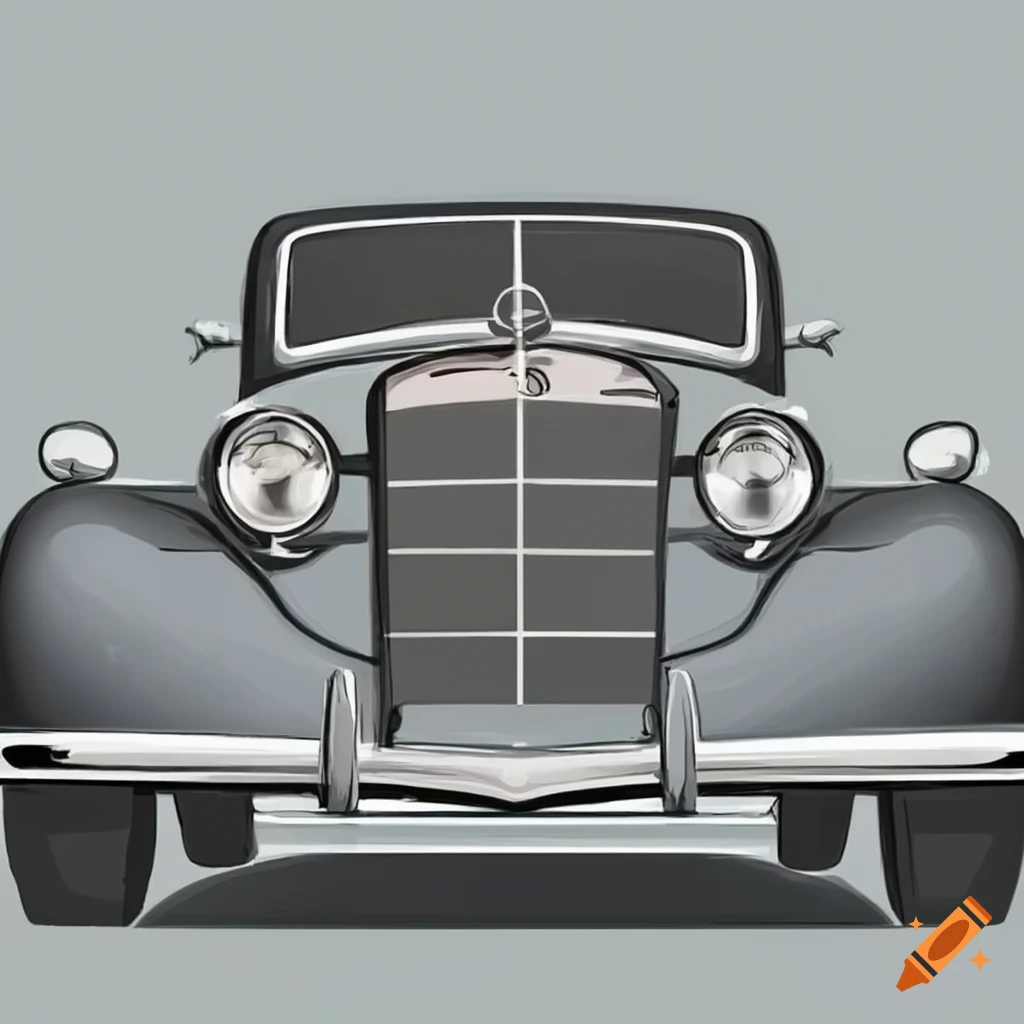Minimalistic illustration of a classic mercedes v 170 car on Craiyon