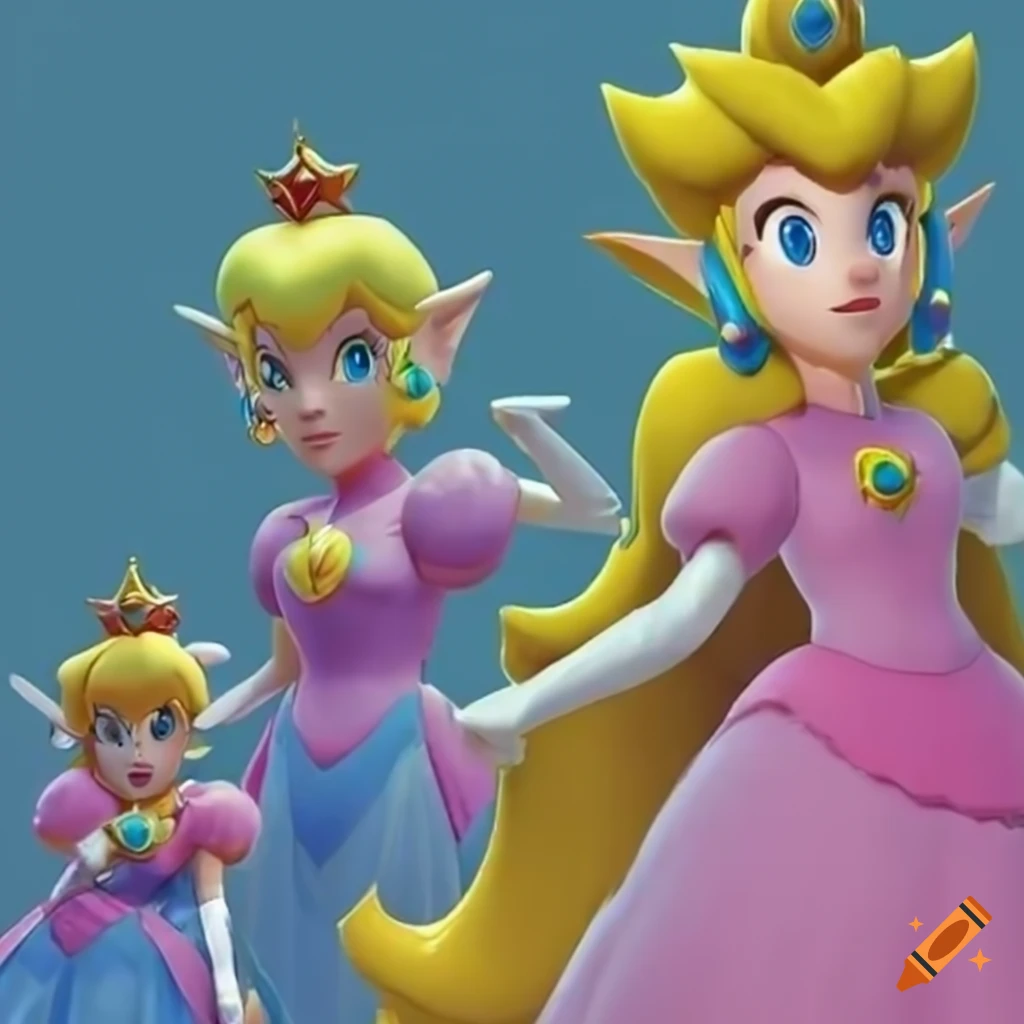 Princess peach and link cosplay together on Craiyon