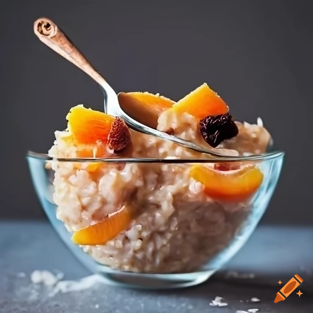 Delicious cinnamon and nutmeg rice pudding in a glass bowl on Craiyon
