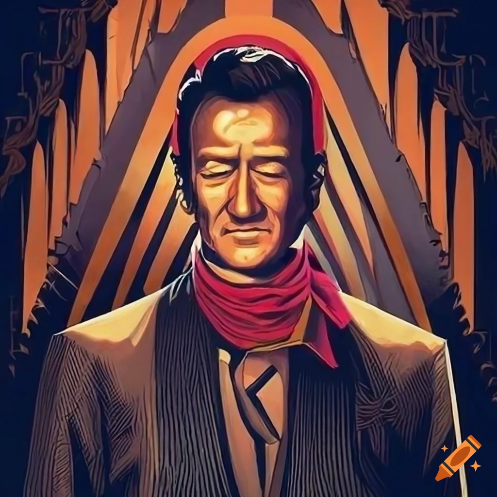 Art deco illustration of john wayne