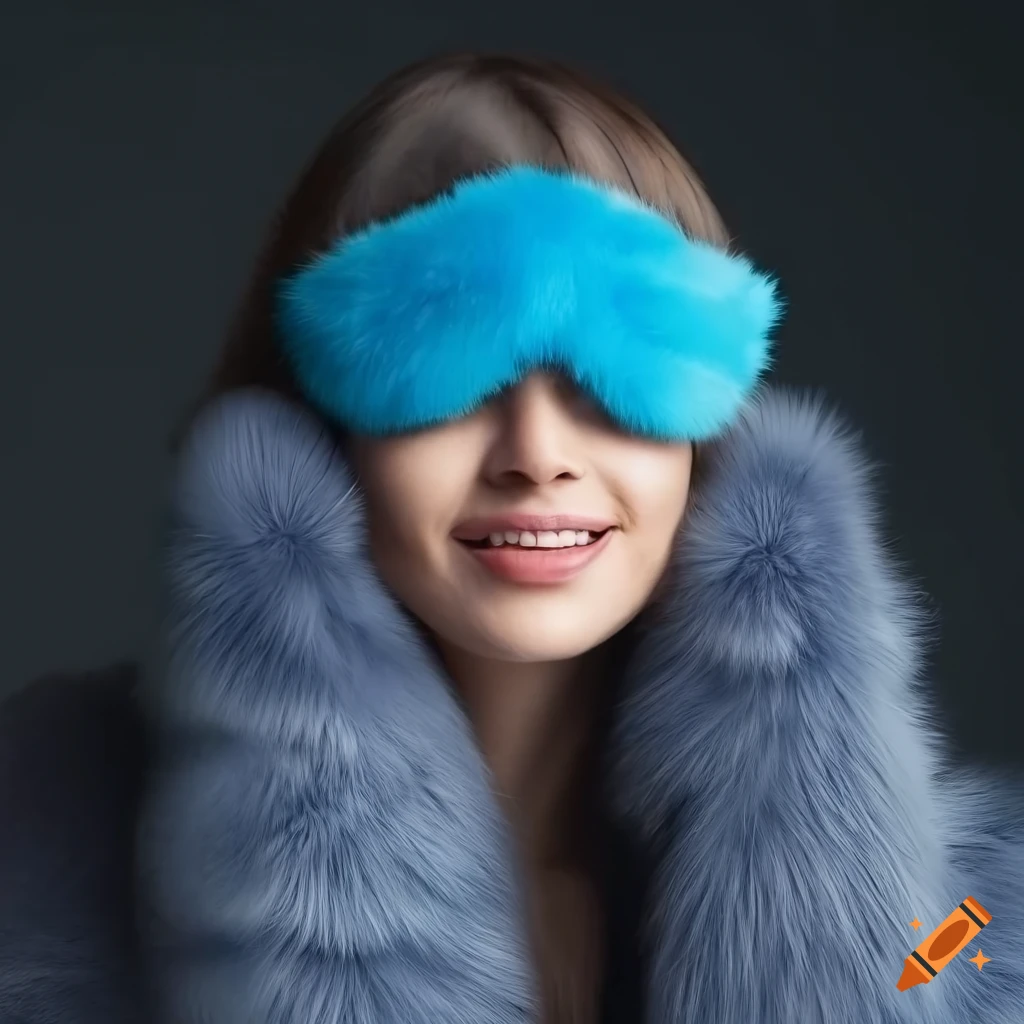 Woman in a fur coat and sleep mask on Craiyon