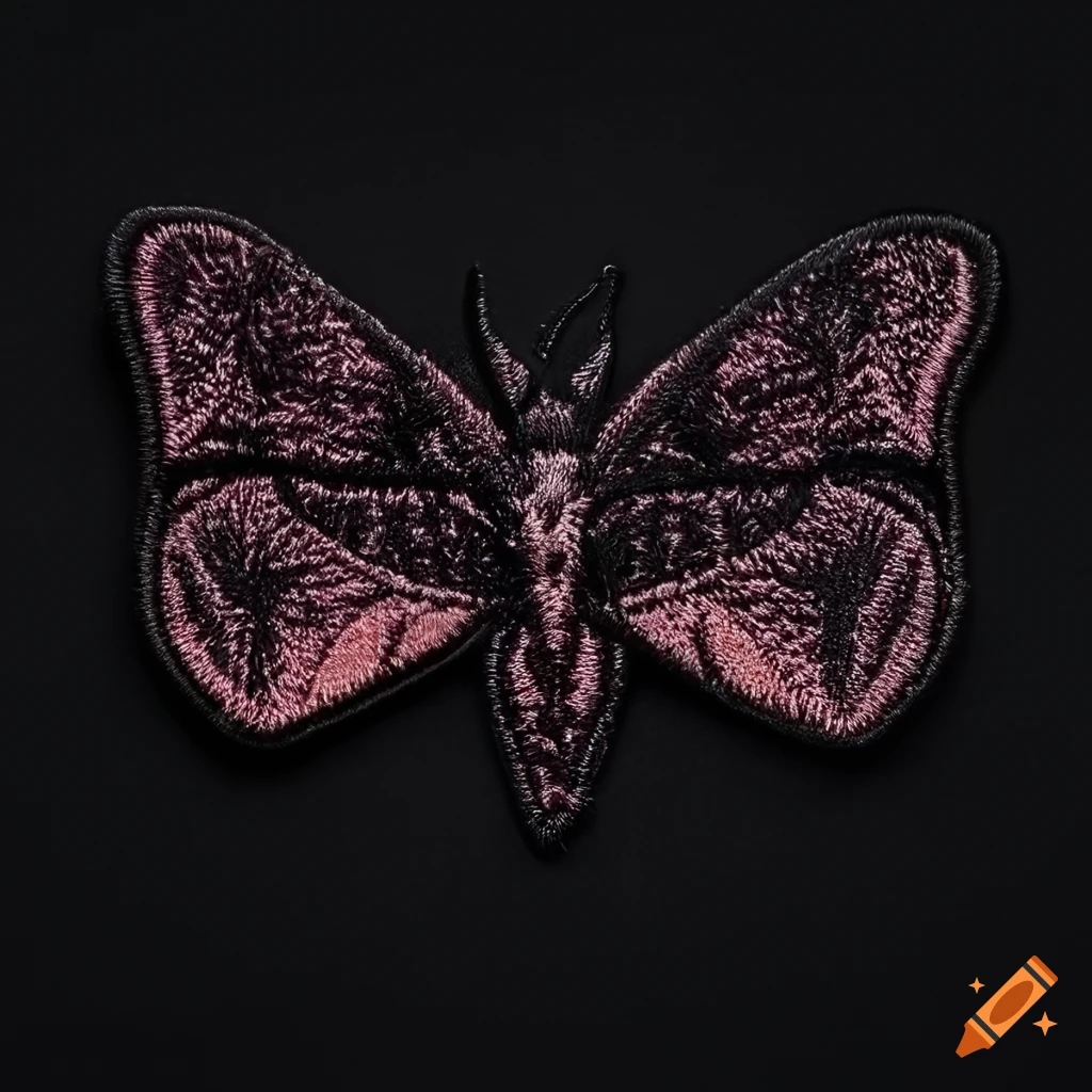 Noir graphic design patch of a moth on Craiyon