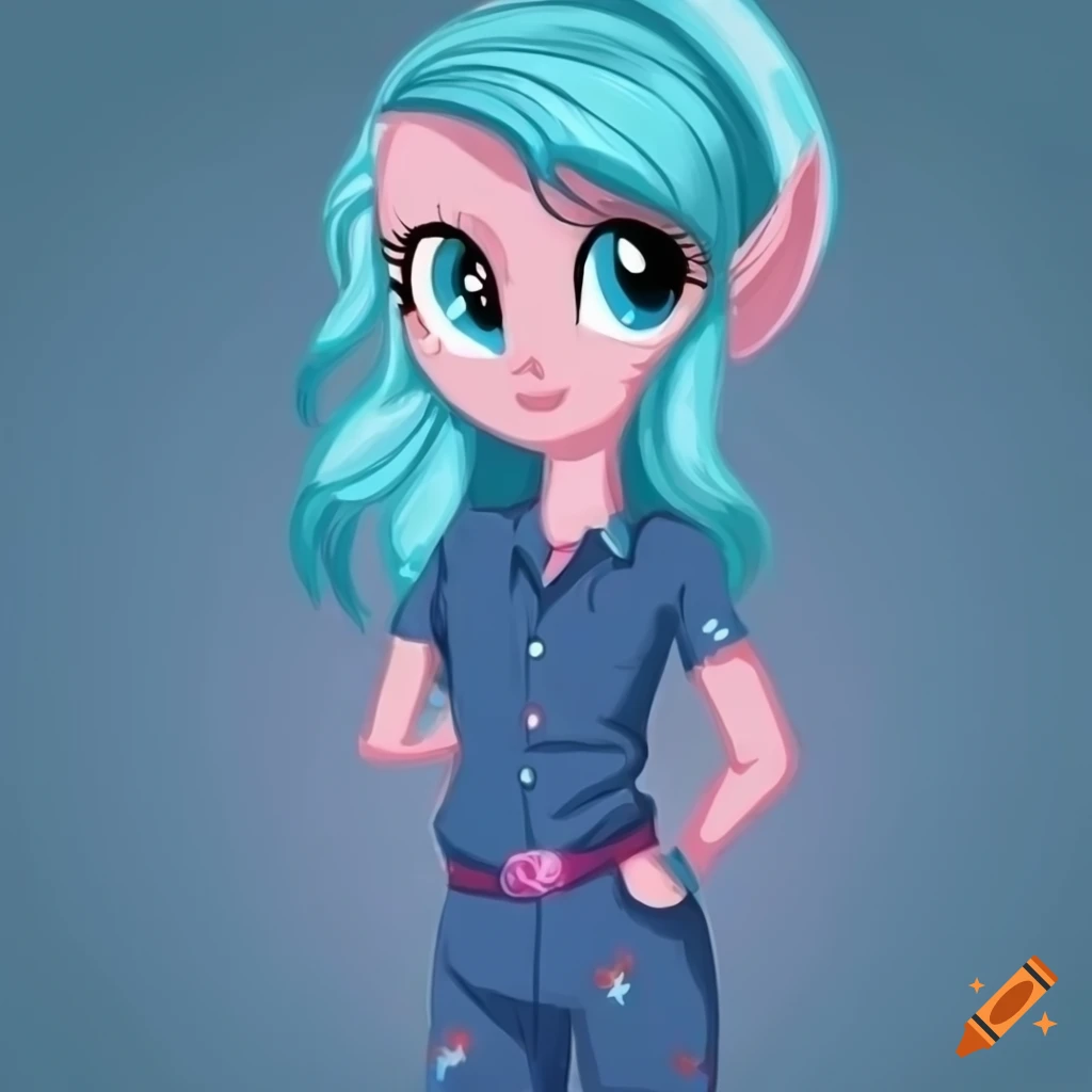 Cartoon character of a blue-haired elf in my little pony art style on ...