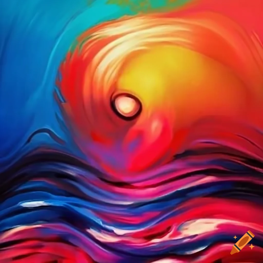 Picasso-inspired abstract fiery landscape painting on Craiyon