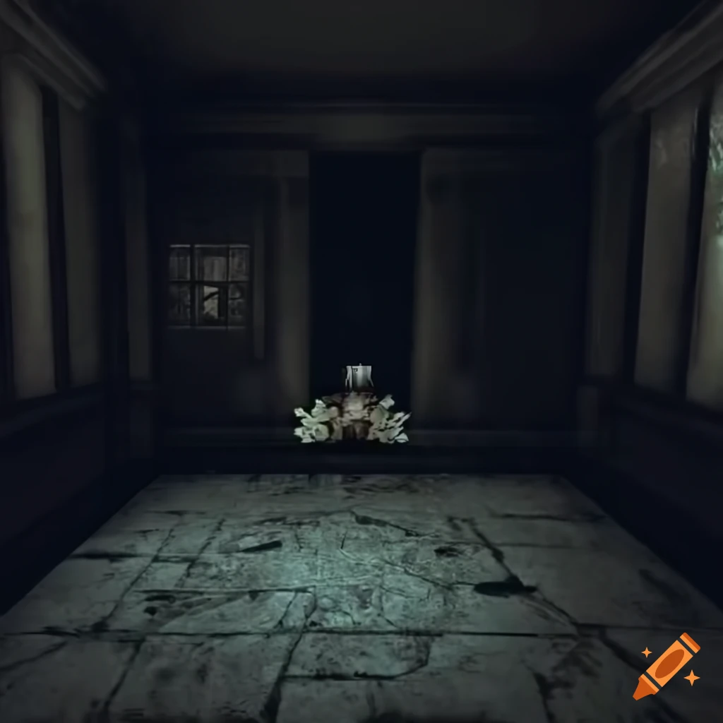 Graphic of a dark room with a memorial grave on Craiyon