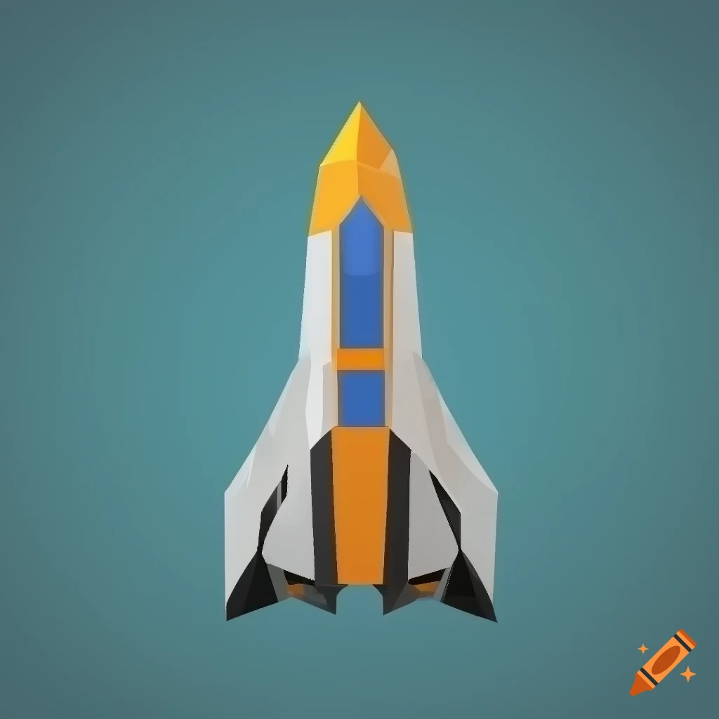 Side view of a minimalist spaceship on solid background on Craiyon