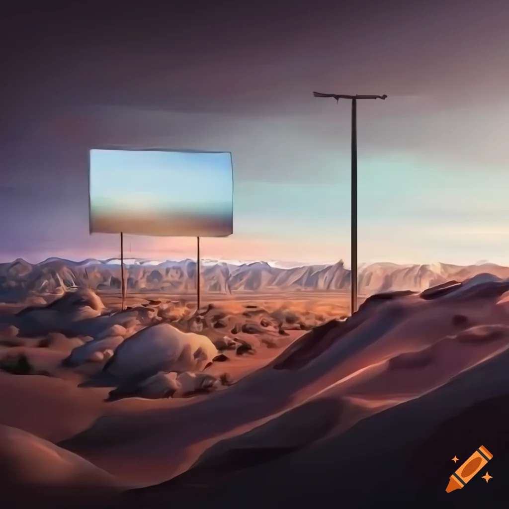 Photorealistic billboard in the desert on Craiyon