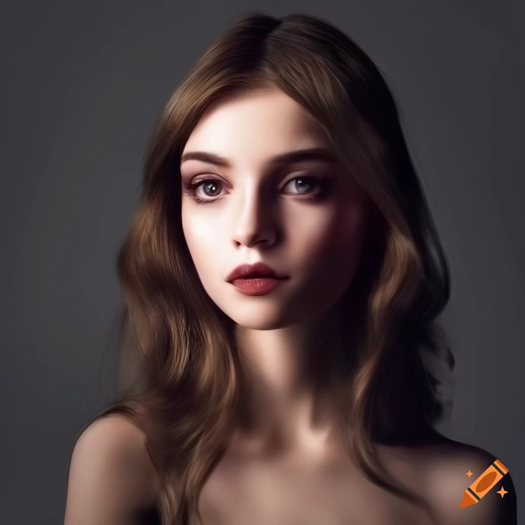 Elegant girl with wavy hair in a dramatic pose