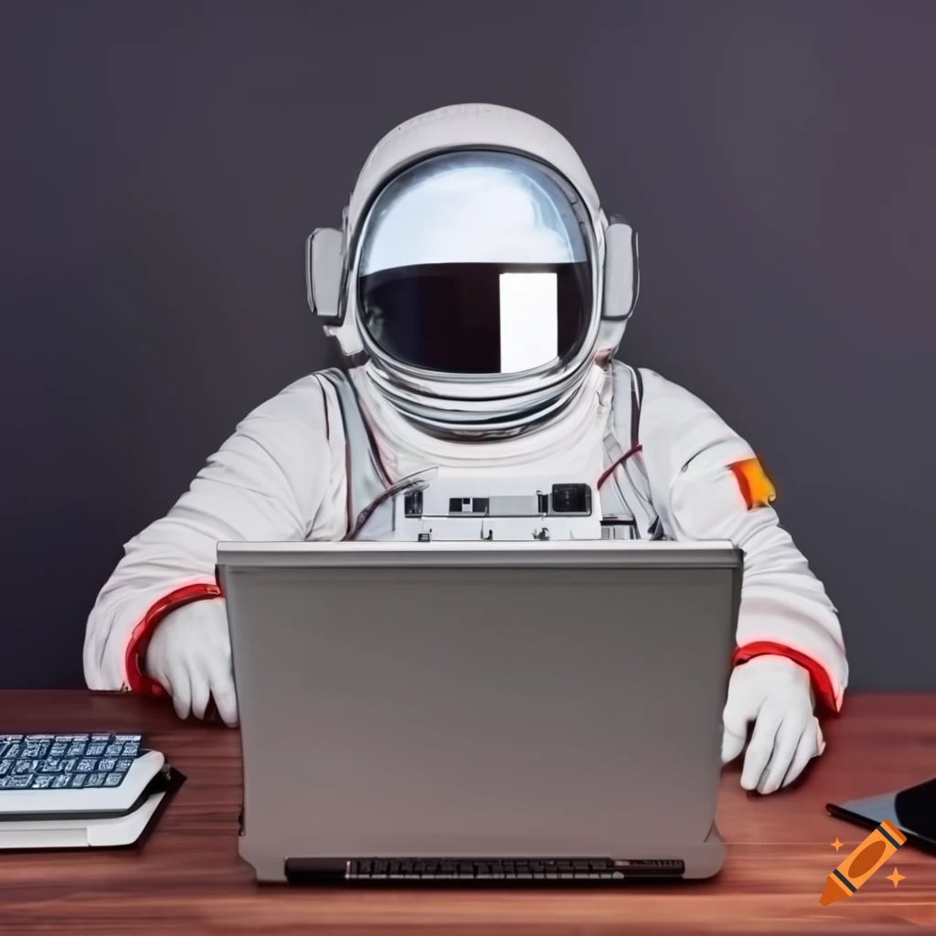 Astronaut working on bank accounting at a desk on Craiyon