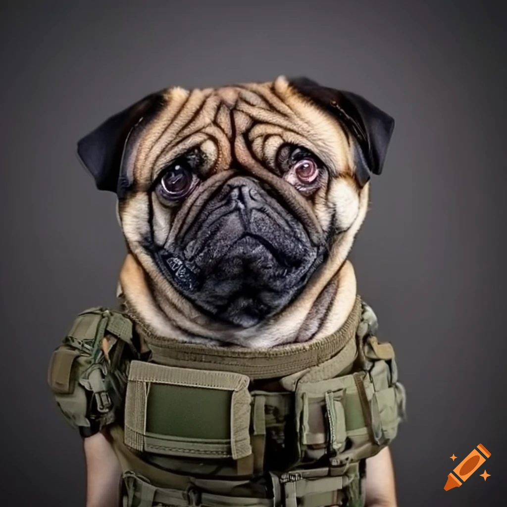 Pug in tactical gear on Craiyon