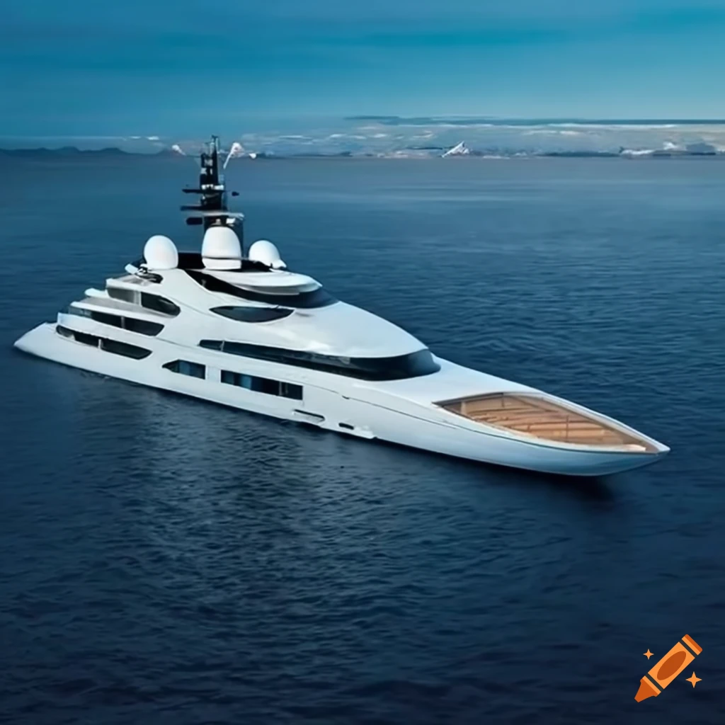 High-tech mega yacht with private jet runway on Craiyon