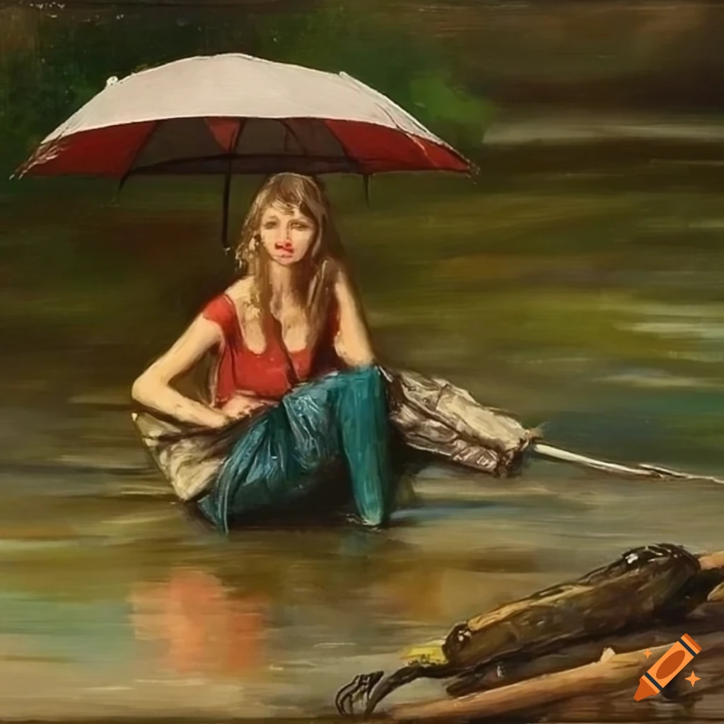 Oil painting of taylor swift by a river on Craiyon