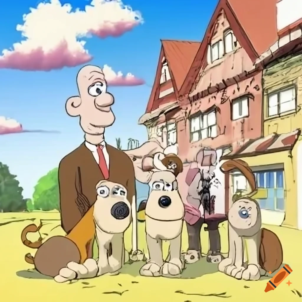 Anime styled image of wallace and gromit on Craiyon
