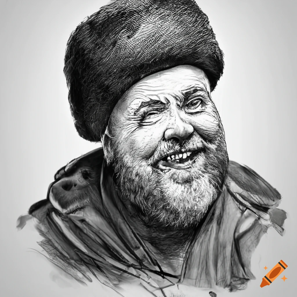 Smiling man with a ushanka hat on Craiyon