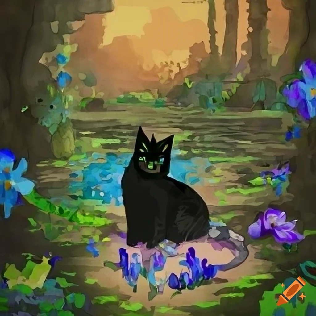 Enchanted forest with a majestic black labrador under the moonlight on ...