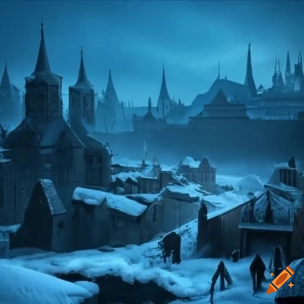 Medieval city in a frozen tundra