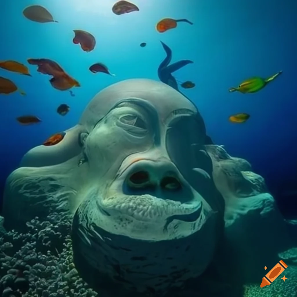 Underwater art gallery in a crystal-clear coastal area