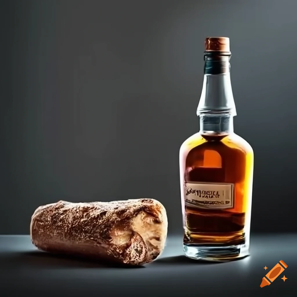 Imagen de embutidos, botellas de whisky, tabaco y pan on Craiyon