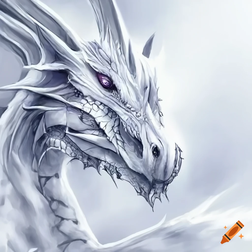 White dragon illustration on Craiyon