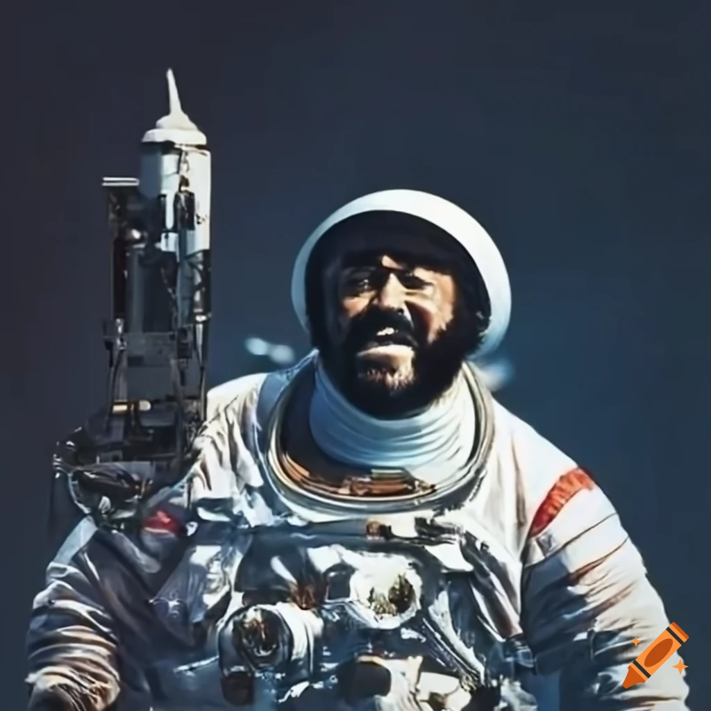 Luciano pavarotti as an astronaut singing on the moon on Craiyon