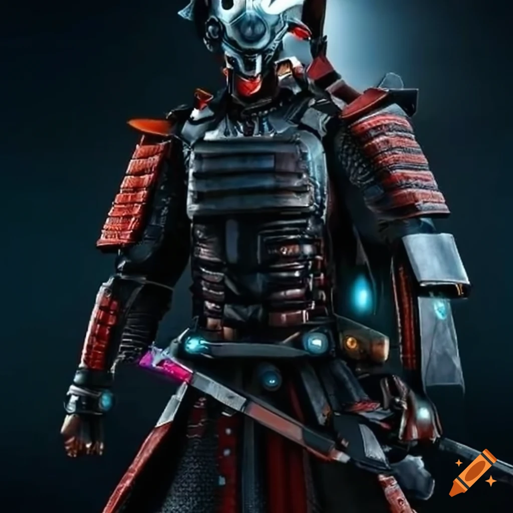 Futuristic cyber samurai defending his homeland on Craiyon
