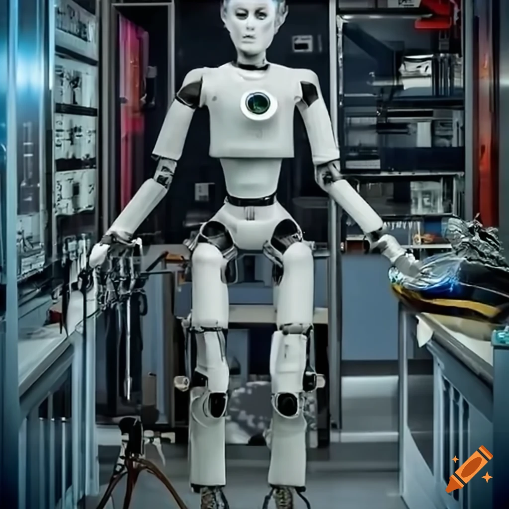 Image of a futuristic robot laboratory on Craiyon